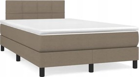 Box Spring Postel S Matrací A Led Textil Taupe Blok se čtverci 120 x 190