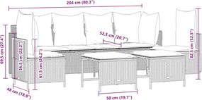 5dílná zahradní sedací souprava s poduškami hnědá polyratan 3261546