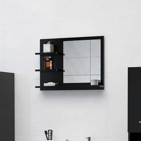 Koupelnové zrcadlo černé 60 x 10,5 x 45 cm dřevotříska - Default Title