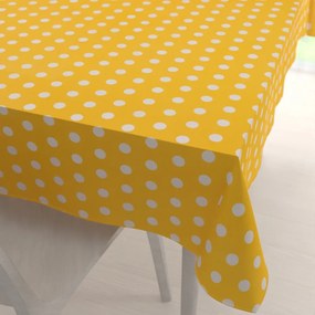 Biante Bavlněný obdélníkový ubrus Sandra SA-598 Bílé puntíky na žlutém 50x100 cm