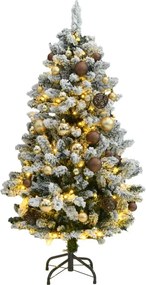 vidaXL Umělý sklápěcí vánoční stromek se 150 LED a koulemi 150 cm [3210106] Barva: Bílo-šedá