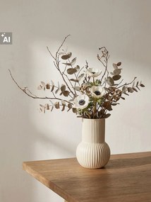 Sinsay - Keramická váza s žebrováním - krémová
