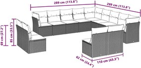 13dílná zahradní sedací souprava podušky světle šedá polyratan 3218492
