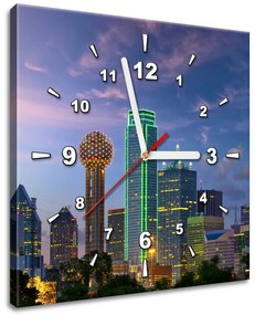 Gario Obraz s hodinami Dallas City USA Rozměry: 30 x 30 cm