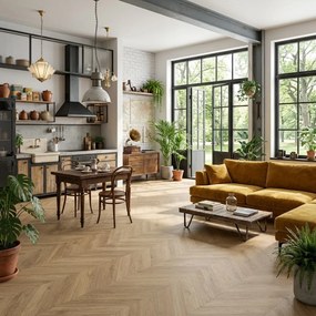Gerflor, PVC podlaha - lino AladinTex Ultra 2346 Azay cream, na míru, šíře 4m, hnědá, filc, chodba / předsíň