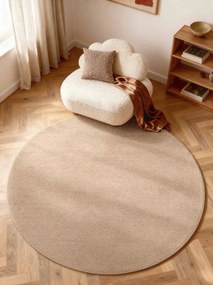 ELLE Decoration, Kusový koberec Puristic Knots 106320 Beige kruh z kolekce Elle, 160x160 (průměr) kruh, béžová, ložnice