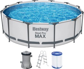 Bestway Bazén Steel Pro MAX sv.šedý, filtrace, schůdky pr. 366x100 cm (EN)