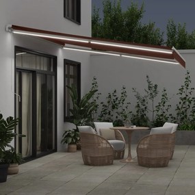 Ručně zatahovací markýza s LED hnědá 400 x 350 cm 3215388