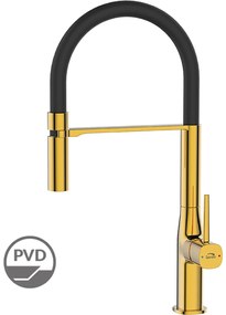 Laveo Dřezová baterie Pola s flexibilním raménkem - BAP_G78D, černá mat/zlatá lesk