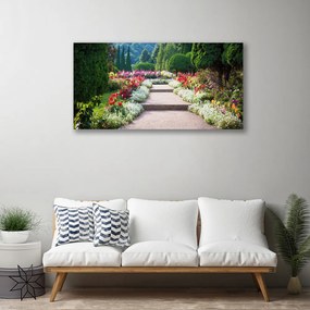 Obraz na plátně Park Květiny Schody Zahrada 140x70 cm