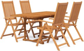 5dílný zahradní jídelní set masivní akáciové dřevo 120-170 cm 3079645