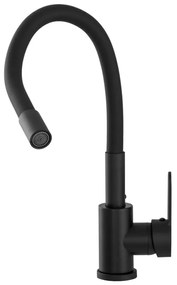 Gamma Flex 2000, stojánková dřezová baterie s flexibilním ramenem, černá matná, GMA-BFX-2000BK