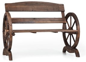Ammergau, zahradní lavice, dřevěná, kola vozu, 108 x 65 x 86 cm, jedlové opalované dřevo