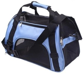 Prodyšná cestovní taška (přepravka) pro kočky nebo menší plemena psů Barva: modrá, Velikost: L 52x35x25 cm