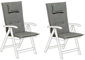 Sada 2 polštářů pro zahradní židle šedá TOSCANA/JAVA Beliani
