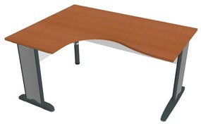Stůl ergo vlna pravý 160×120/80 cm - Hobis Cross CE 2005 P Dekor stolové desky: třešeň, Dekor lamino podnože: bílá, Barva nohou: černá
