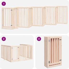 Zábrana pro psy s dvířky skládací 9 panelů 450 cm topol 3155644
