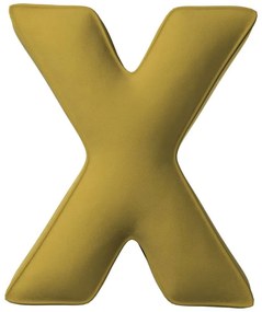 OnaDnes -20% Yellow Tipi Olivově zelený sametový polštář písmeno X 40 cm