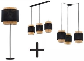 TK LIGHTING Sada osvětlení - BOHO, sestava č. 3, černá/slámová