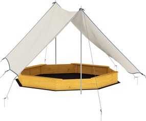 AIYAPLAY Pískoviště s střechou, 4 lavice, podložka pro 8 dětí ve věku 3-8 let, pro venkovní zahradu, dřevo, 214,5 x 214,5 cm, žlutá
