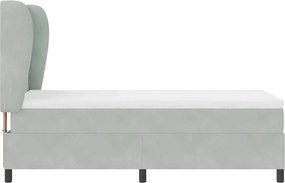 Postel s boxspringem s čelo Světle šedá 200 x 90 cm samet 3340964