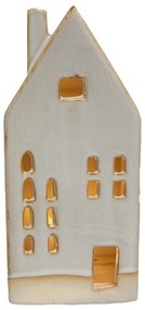 Béžový porcelánový domek s LED světýlky Chrie - 8*5*18 cm