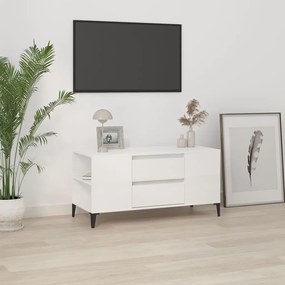 TV skříňka bílá vysoký lesk 102 x 44,5 x 50 cm kompozitní dřevo