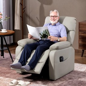 HOMCOM elektrické křeslo pro vstávání, elektrické relaxační křeslo s masážní a vyhřívací funkcí, 89 x 94,5 x 103 cm, šedá