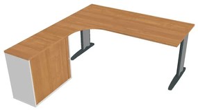 Sestava stolu a skříně pravá 180 cm - Hobis Flex FE 1800 HR P Dekor stolové desky: olše, Barva nohou: černá