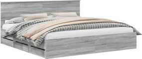 Rám postele s čelo Šedá Sonoma 200 x 200 cm Inženýrské dřevo 3410677