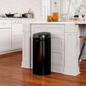 HOMCOM 42l senzorem řízený odpadkový koš s funkcí Soft-Close, bezdotykový odpadkový koš z nerezové oceli pro hygienické kuchyně 851-048V00BK