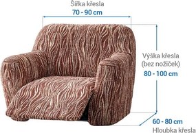 Bielastické potahy UNIVERSO NOVÉ žíhané hnědé relaxační křeslo (š. 70 - 90 cm)