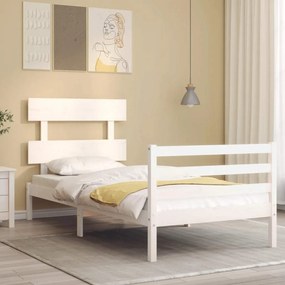 vidaXL Rám postele s čelem 100 x 200 cm masivní dřevo [3195084] Barva: Bílá