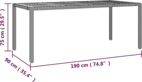 Zahradní stůl s dřevěnou deskou černý polyratan masivní akácie 319554