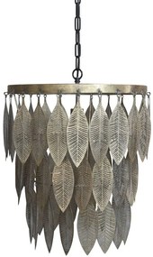 Mosazný antik kovový lustr s listy Vilolé - 47*59 cm/ E27/ 40W
