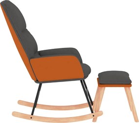 Houpací křeslo se stoličkou tmavě šedé textil 3097402