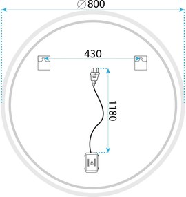 Tutumi Zrcadlo ⌀80 cm s vyhříváním a regulovatelným LED osvětlením HOM-00205