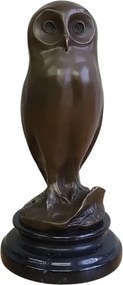 Art Deco bronzová socha sovy na mramorovém podstavci – signovaná, číslovaná sběratelská dekorace