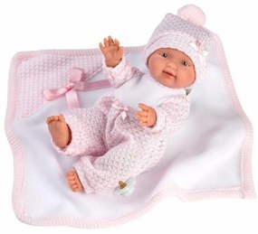 Llorens Obleček pro panenku miminko New Born velikosti 26 cm 2dílný růžovo-bilý