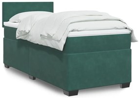 Box spring postel s matrací tmavě zelená 90x200 cm samet 3286207
