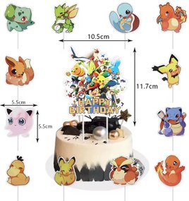 Narozeninová party dekorace s motivem Pokémon Varianta: 13 ks dortový topper