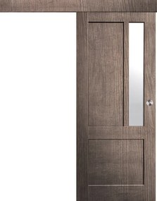 posuvné interiérové dveře na stěnu vasco doors LISBONA model 6 Průchozí rozměr: 70 x 197 cm, Orientace dveří: Levé dveře, Dekor: Dub kartáčovaný