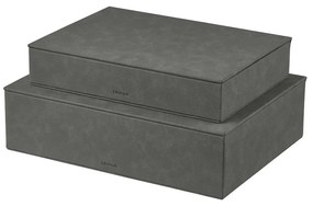 Antracitové úložné boxy v sadě 2 ks s víkem/dekorativní z umělé kůže 40x30x11 cm Sahla – Blomus