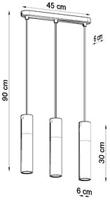 Závěsné svítidlo Pablo, 3x dřevěné/černé kovové stínítko