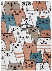 Dywany Łuszczów, Dětský kusový koberec Fun Gatti Cats pink, 140x190, vícebarevná, dětský pokoj