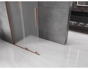 Mexen Velar L, posuvná sprchová zástěna Walk-in 100 x 200 cm, 8mm sklo námraza, růžové zlato, 871-100-003-33-60