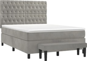 Box spring postel s matrací světle šedá 140x190 cm samet 3138019