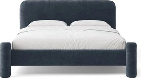 Tmavě modrá čalouněná dvoulůžková postel s roštem 180x200 cm Vera – Micadoni