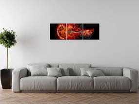 Gario Obraz s hodinami Hořící kytara - 3 dílný Rozměry: 100 x 70 cm