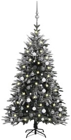 Umělý vánoční stromek LED a sada koulí zasněžený 150cm PVC a PE,  3077928 HangarStore.cz